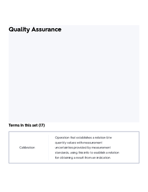 Chapter 20 Quality assurance Flashcards Quizlet - Chapter 20 Quality assurance Terms in this set ...