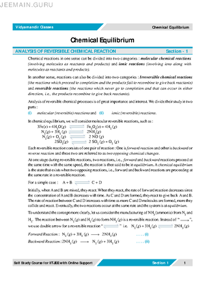 Chemical equilibrium part 3 - Question 1. When equilibrium is reached ...