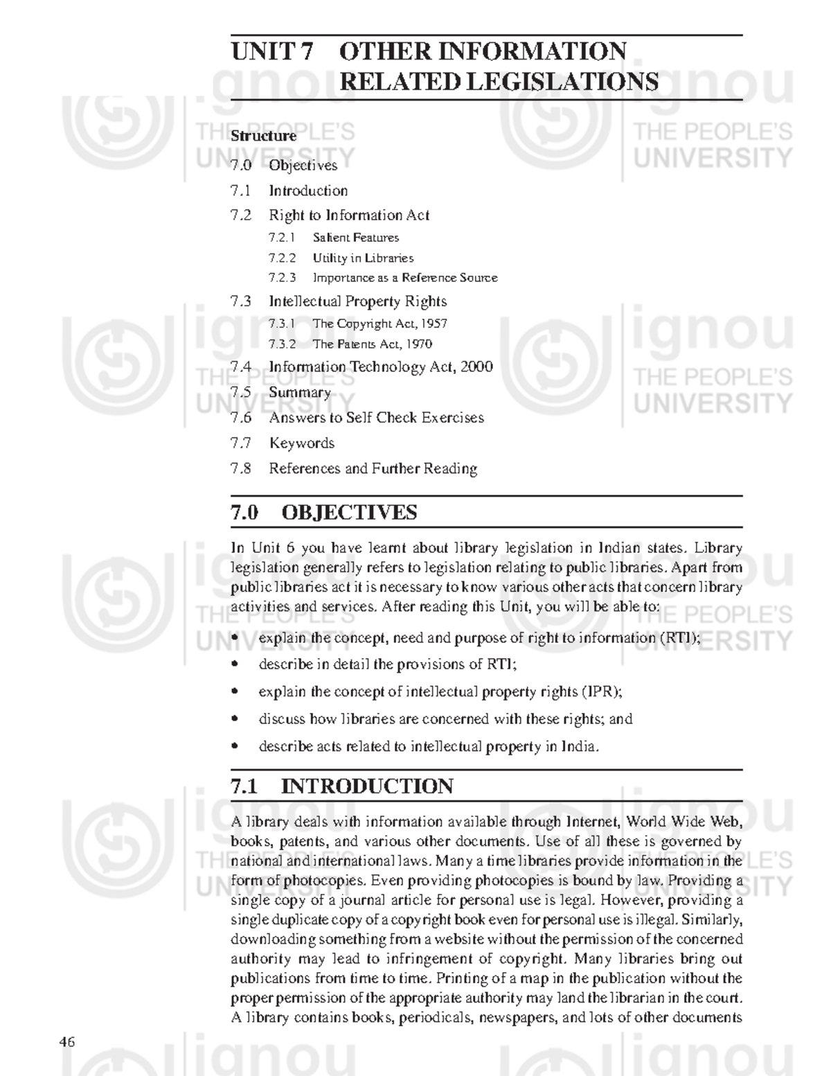 Unit-7 - IGNOU - Library and Information Related Legislation UNIT 7 ...