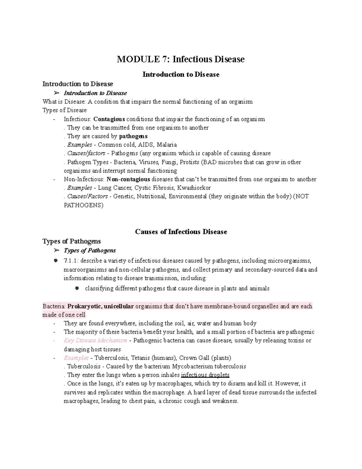 Module 7 Infectious Disease - MODULE 7: Infectious Disease Introduction ...