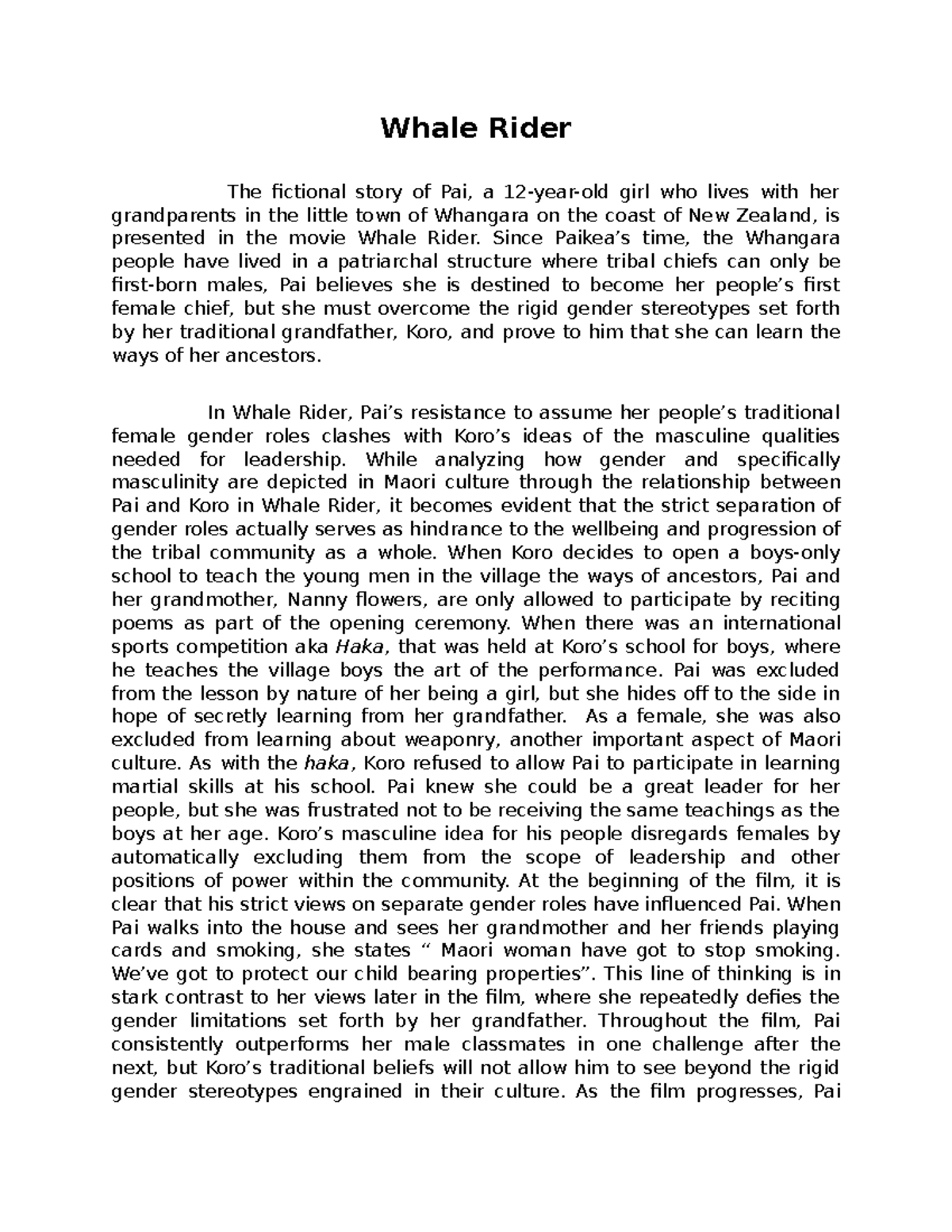 Whale Rider - Since Paikea’s time, the Whangara people have lived in a ...