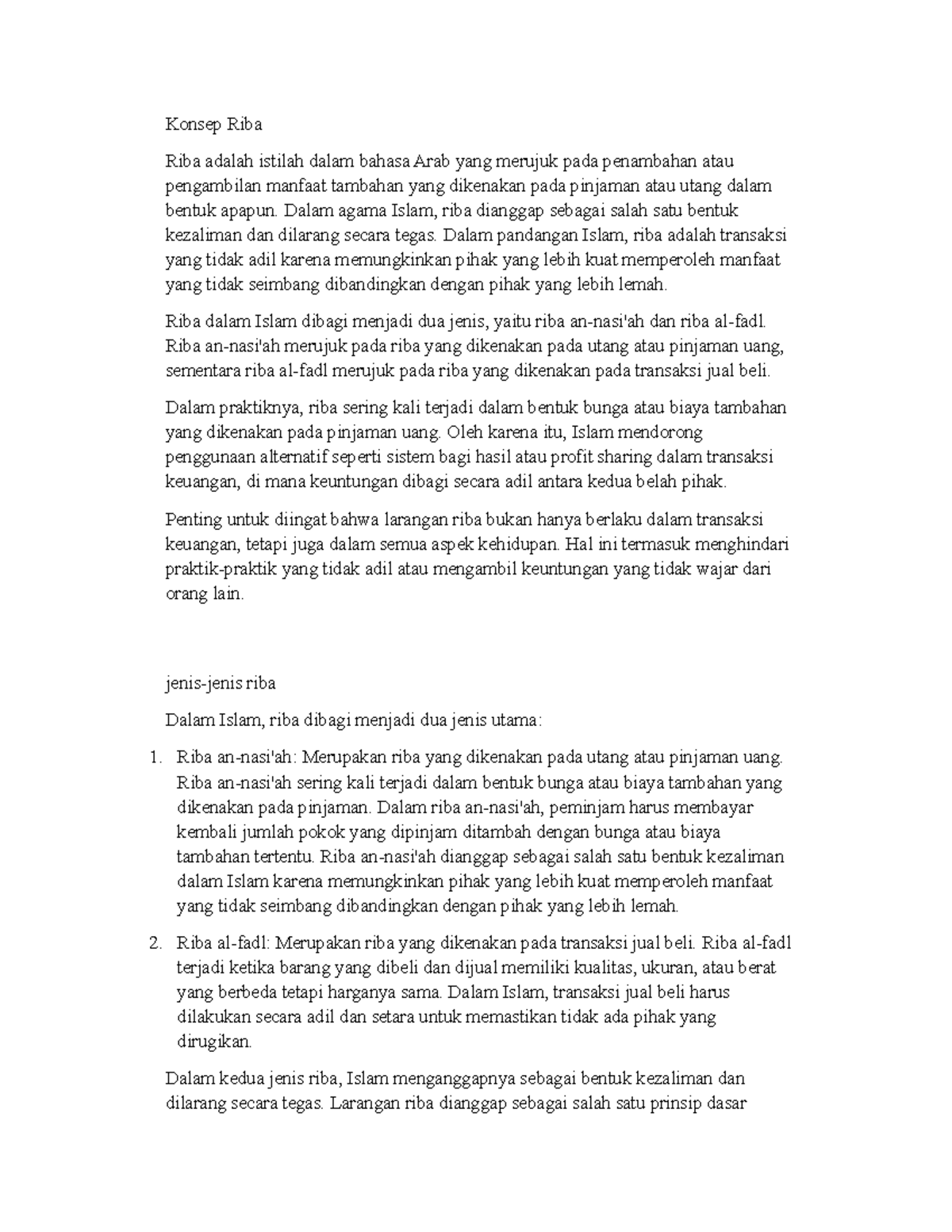 Konsep Riba - catatan - Konsep Riba Riba adalah istilah dalam bahasa ...