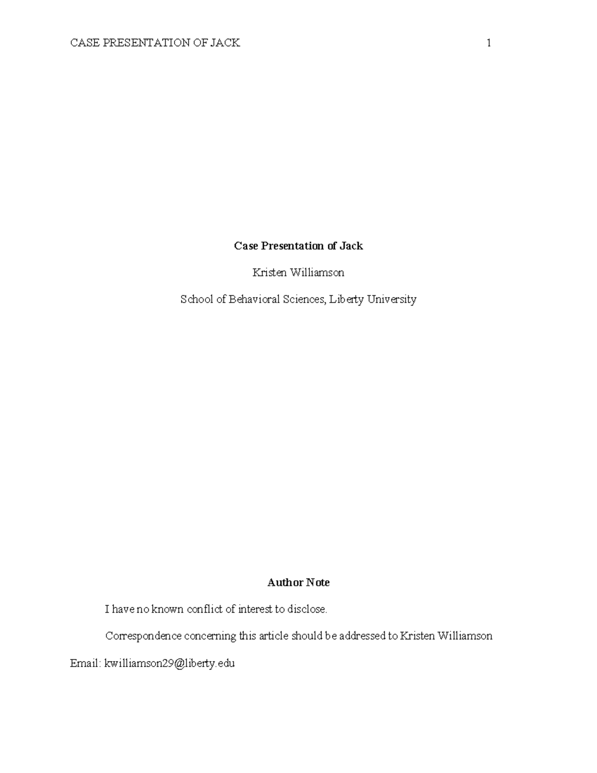 Case Presentation Assessment & Diagnosis (CPAD) Jack - Case ...