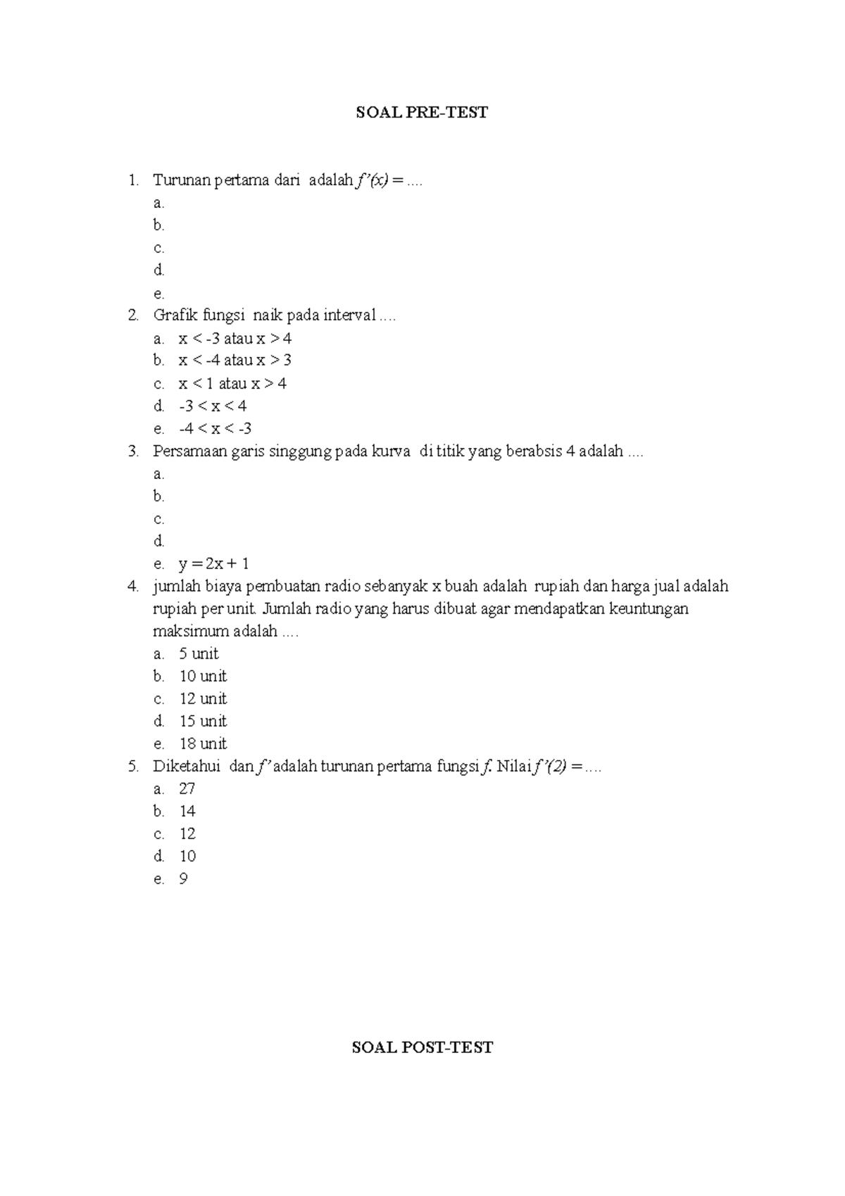 Soal fx - this is some material question for practical about some ...