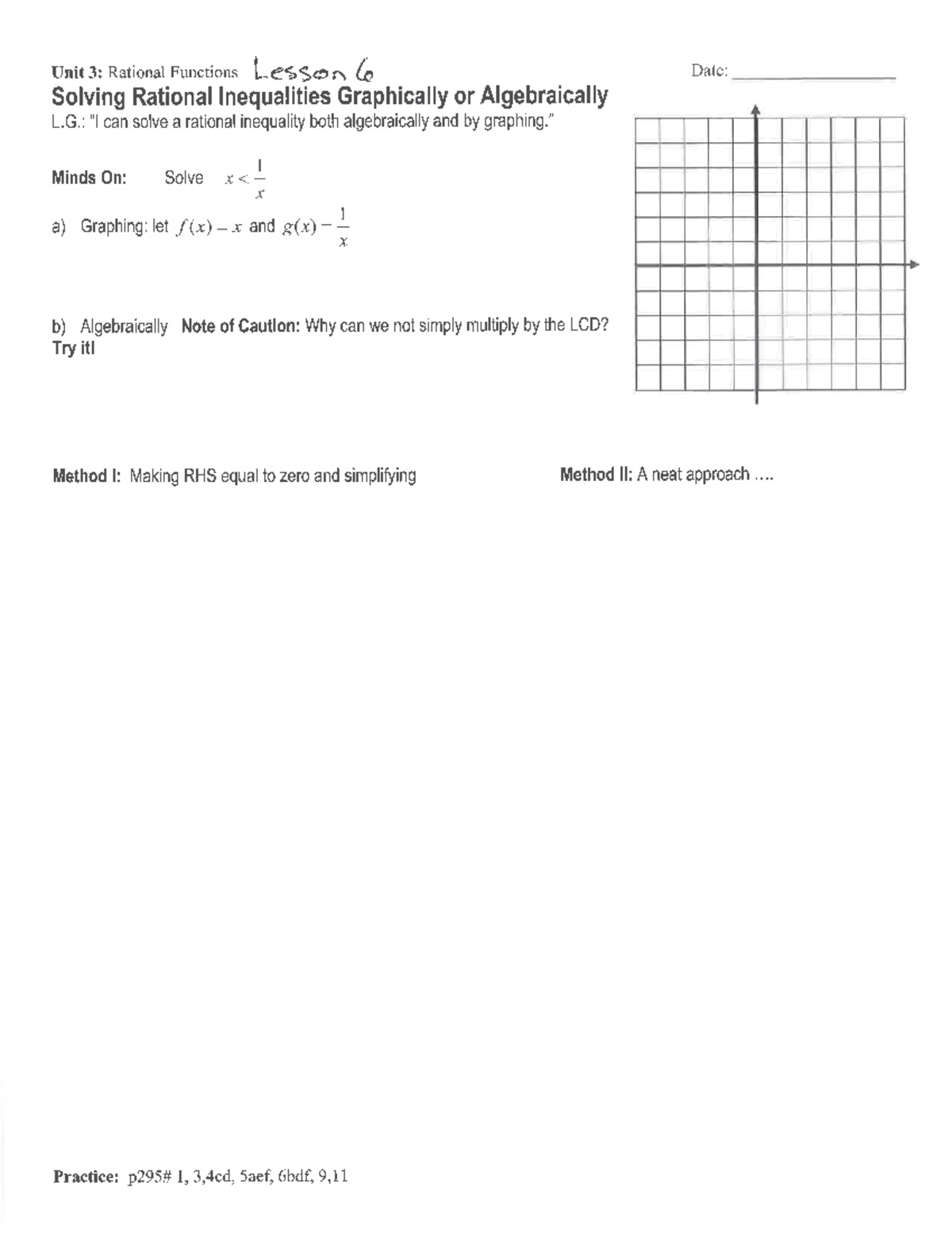 Unit 3 - Lesson 6 Rational Inequalities - MATH102 - Studocu
