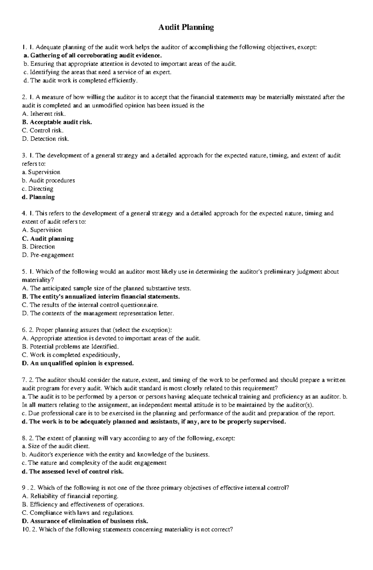 Auditing Theory - Audit Planning Adequate planning of the audit work ...