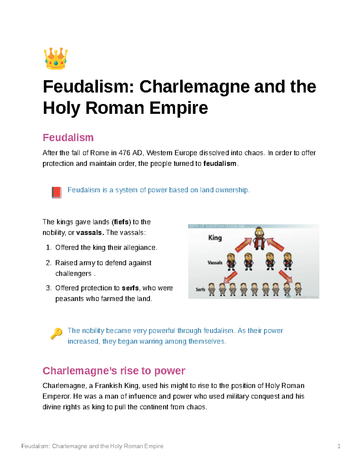 Feudalism Charlemagne and the Holy Roman Empire - In order to offer ...