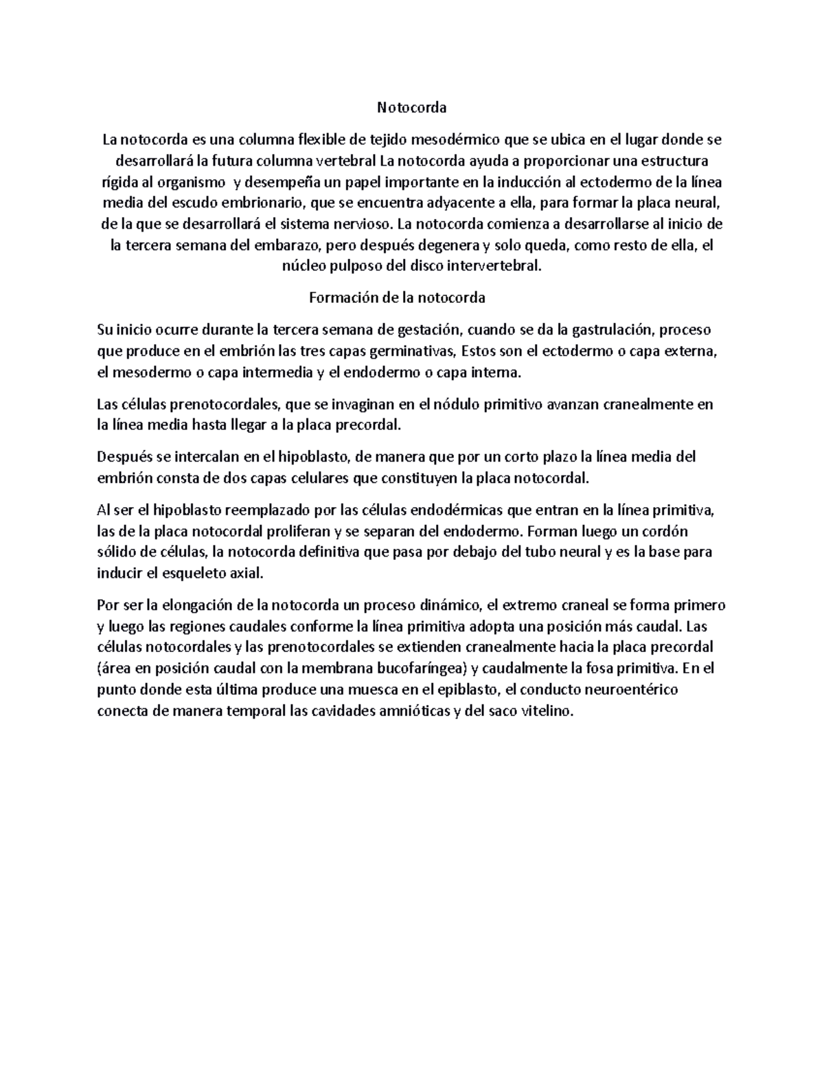Notocorda - morfo 3 - Notocorda La notocorda es una columna flexible de ...