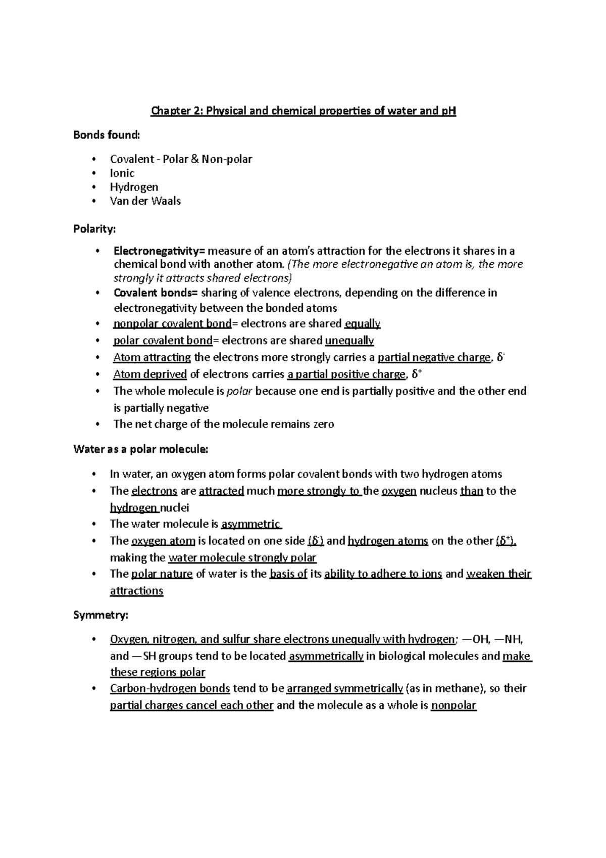 Chapter 2 Biochemistry - Biochemistry Study Notes Chapter 2: Physical ...