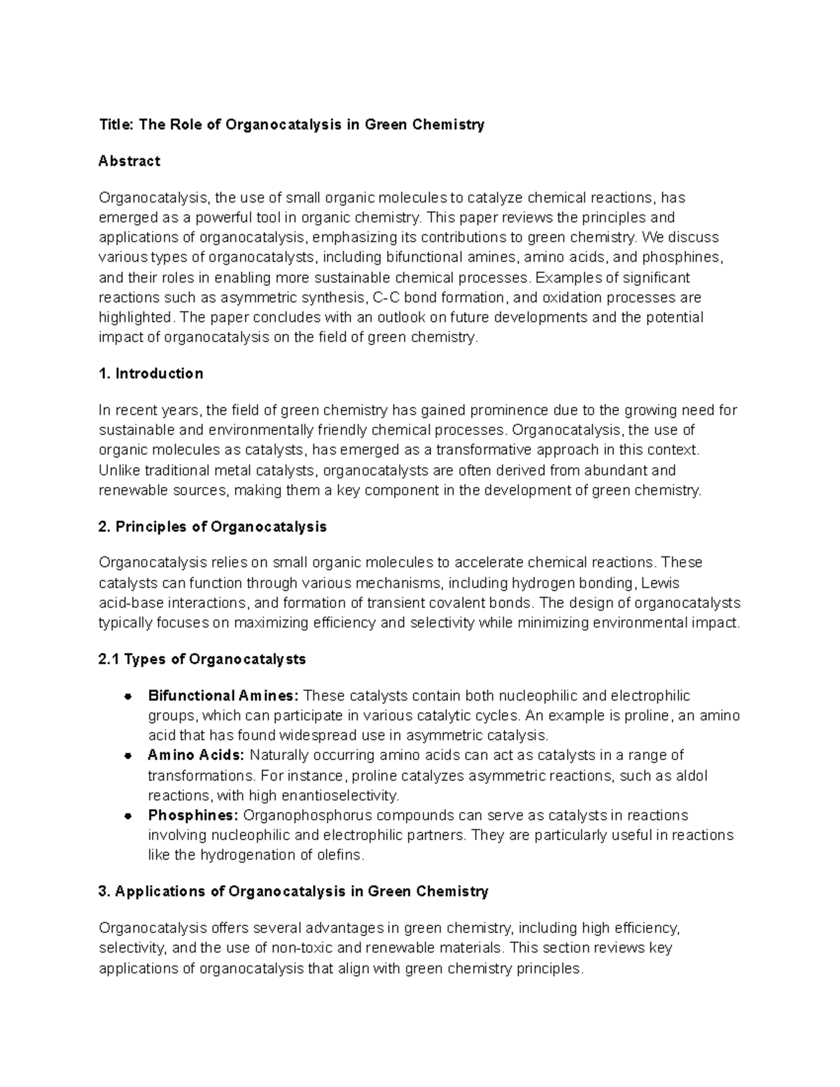 Random - Organocatalysis, the use of small organic molecules to ...