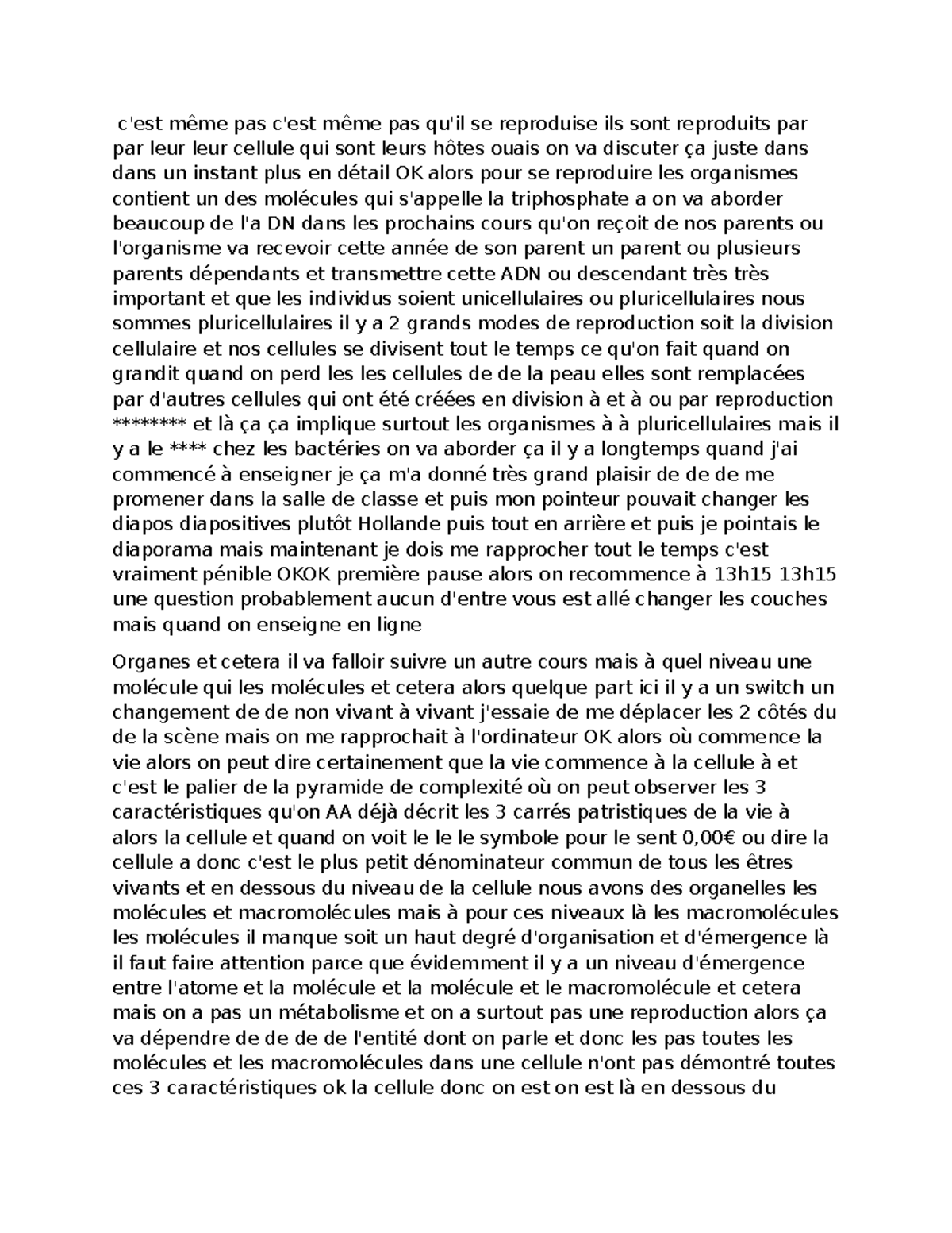 BIO Notes Cours 1 - les mots du prof - c'est même pas c'est même pas qu ...