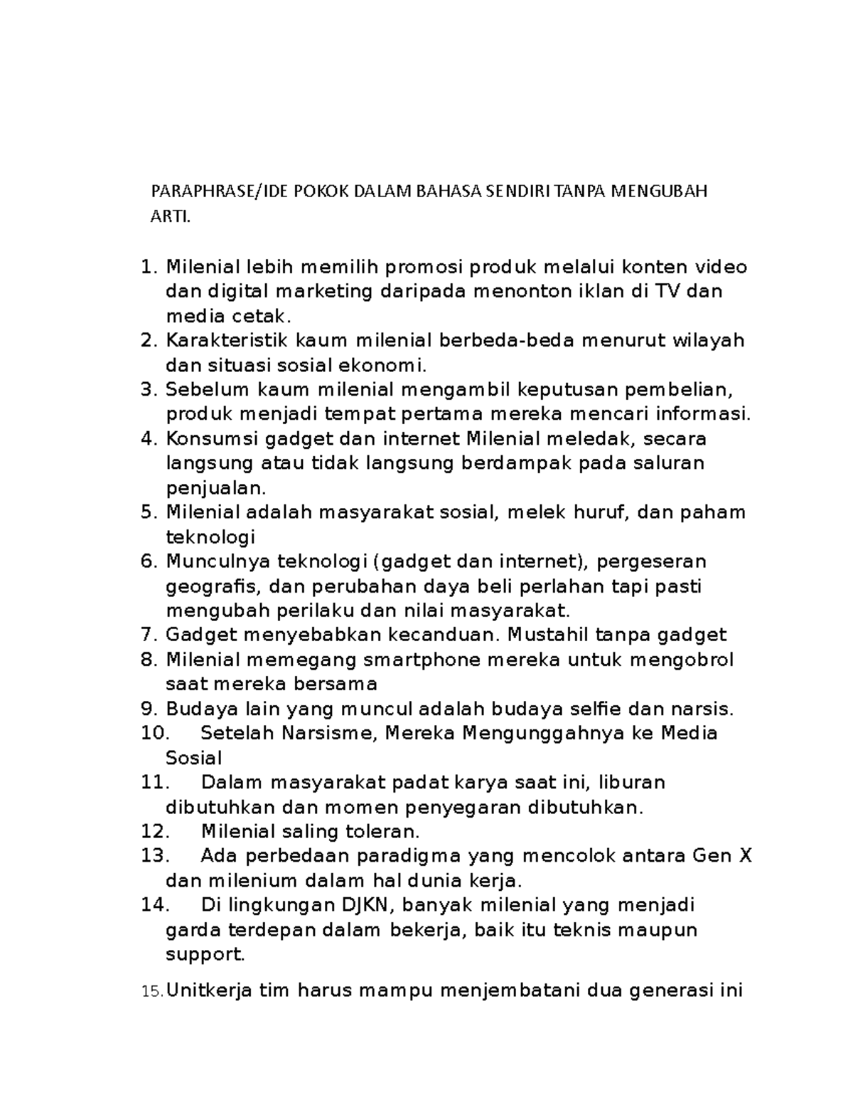 UTS B - uts bahasa inggris - PARAPHRASE/IDE POKOK DALAM BAHASA SENDIRI ...