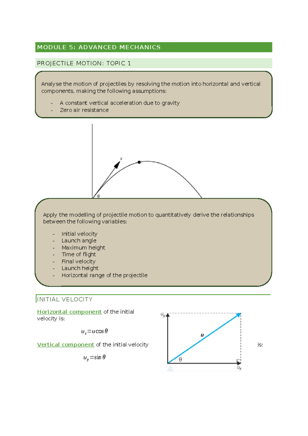Module 5 Topic 1 Summary Notes - MODULE 5: ADVANCED MECHANICS ...