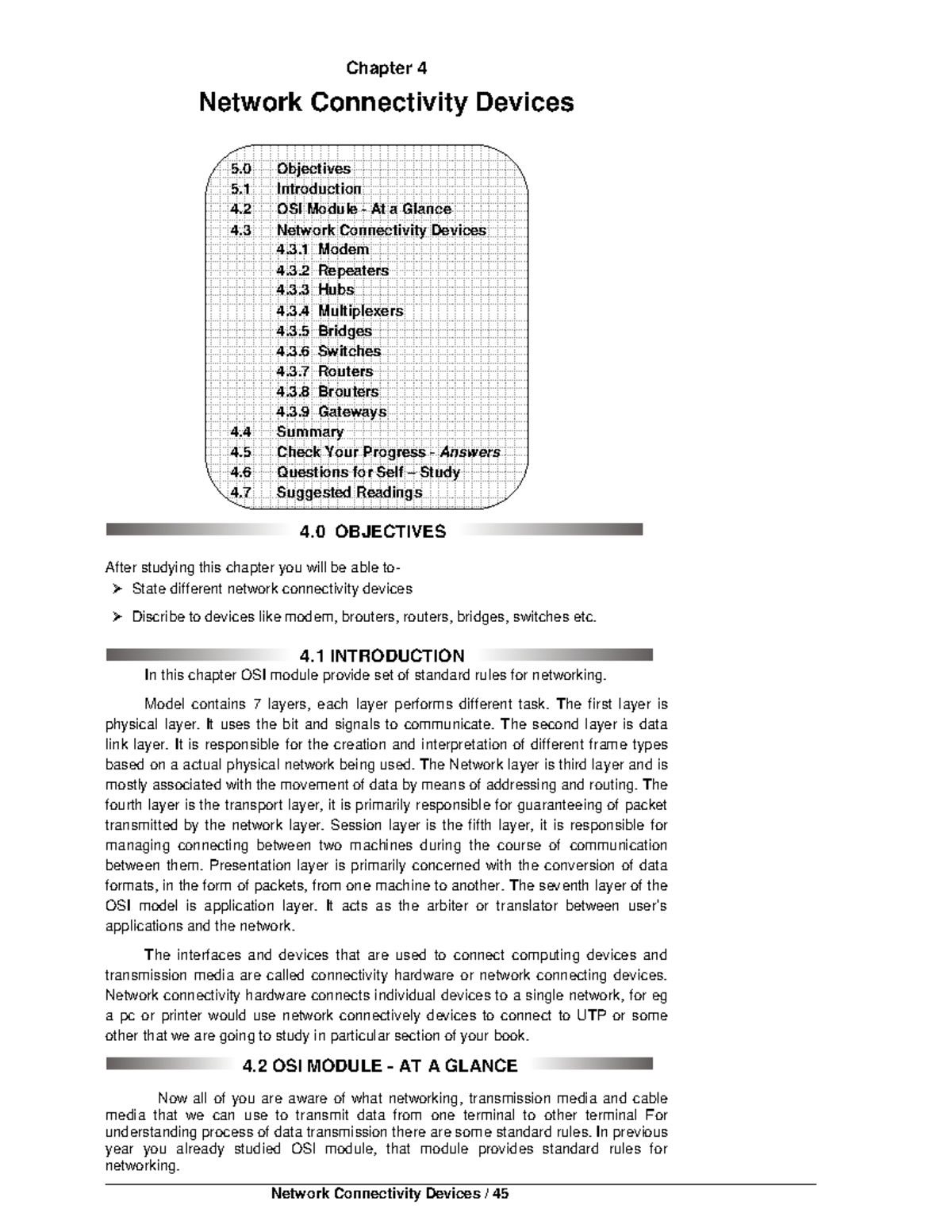 Networking 6 - Network Connectivity Devices / 45 Chapter 4 Network ...