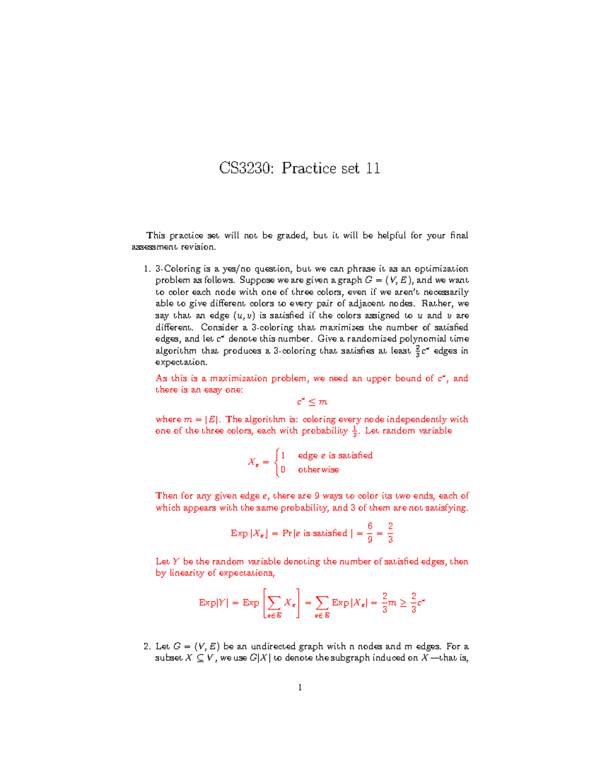 Ps11 solutions - 122121 - CS3230: Practice set 11 This practice set ...