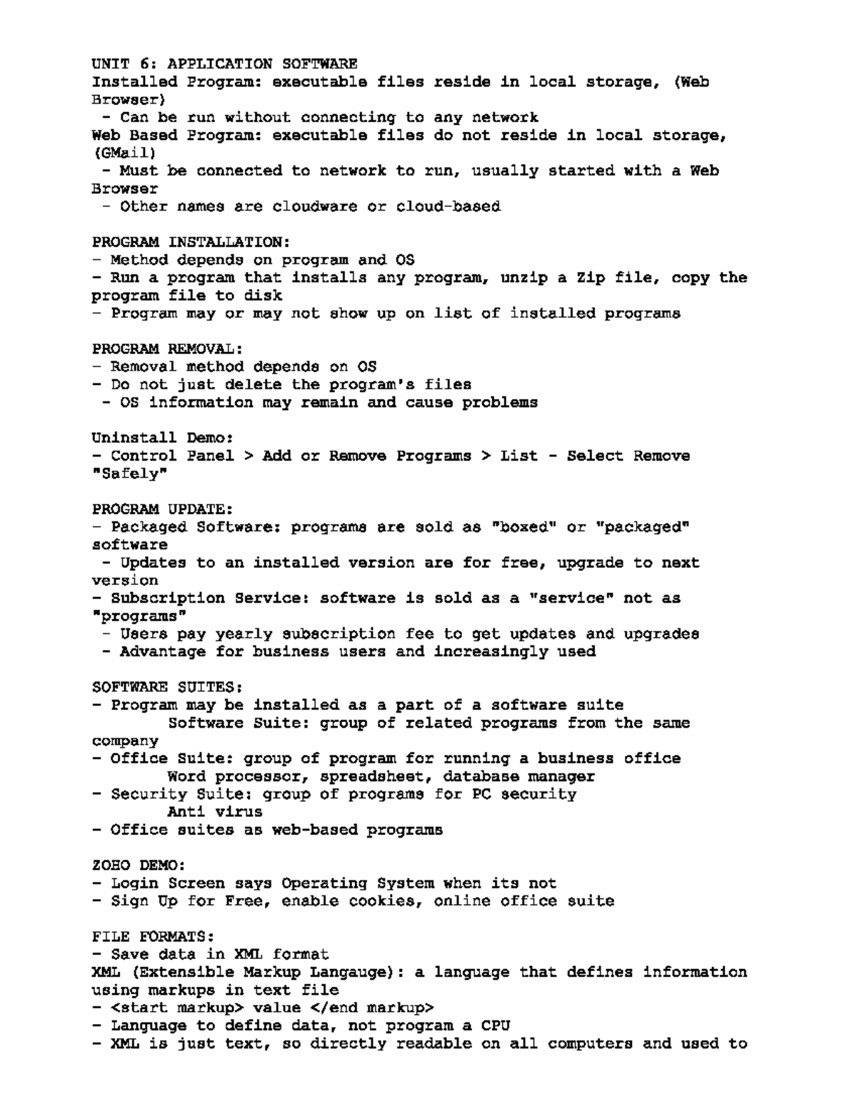 Unit 6 - Exam Material Document Notes - UNIT 6: APPLICATION SOFTWARE ...