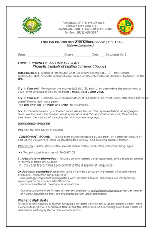ELS 105 Module 5-6 - Discussion No. 5- Course: ELS 105 - English Syntax ...