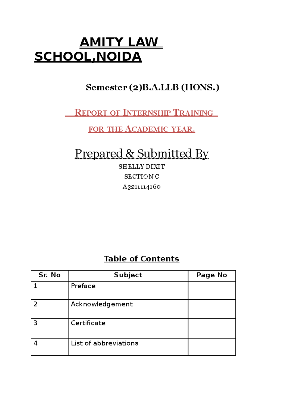 Amity LAW School Noida Report of Interns - Constitutional Law - TU ...