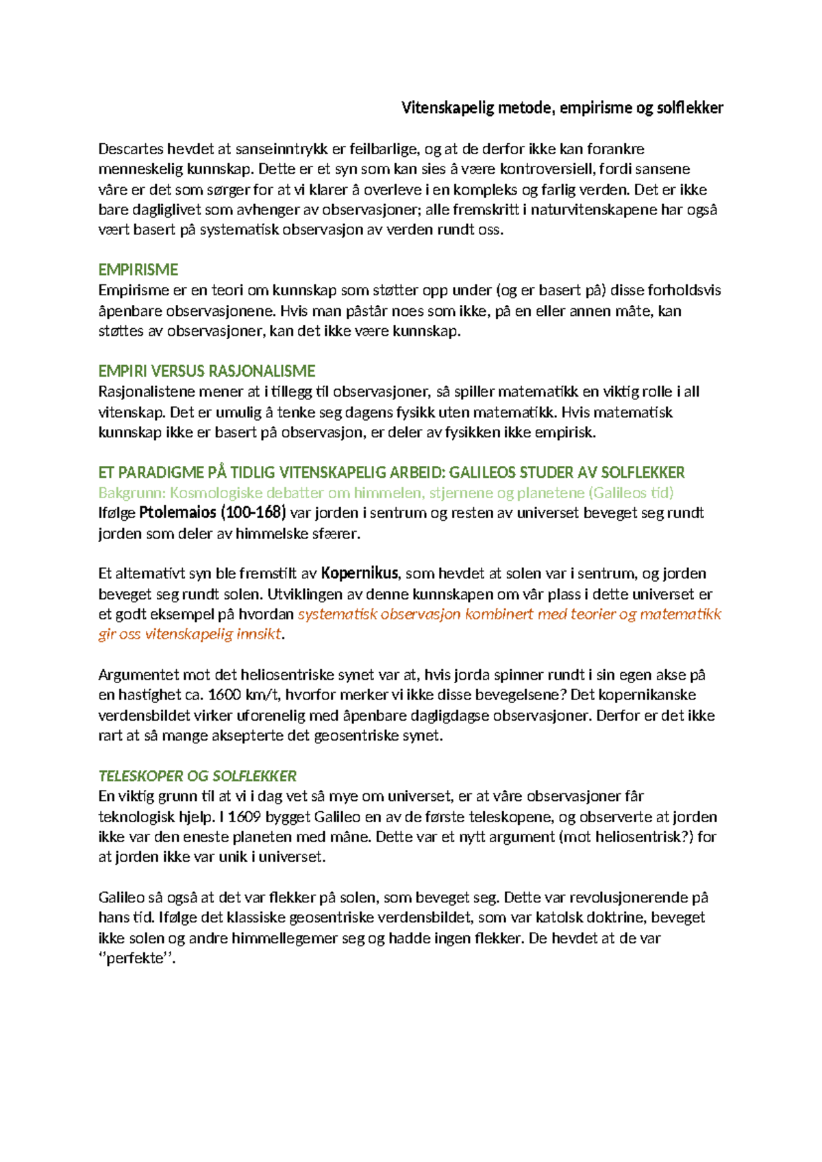 KAP2 - notes with questions - Vitenskapelig metode, empirisme og ...