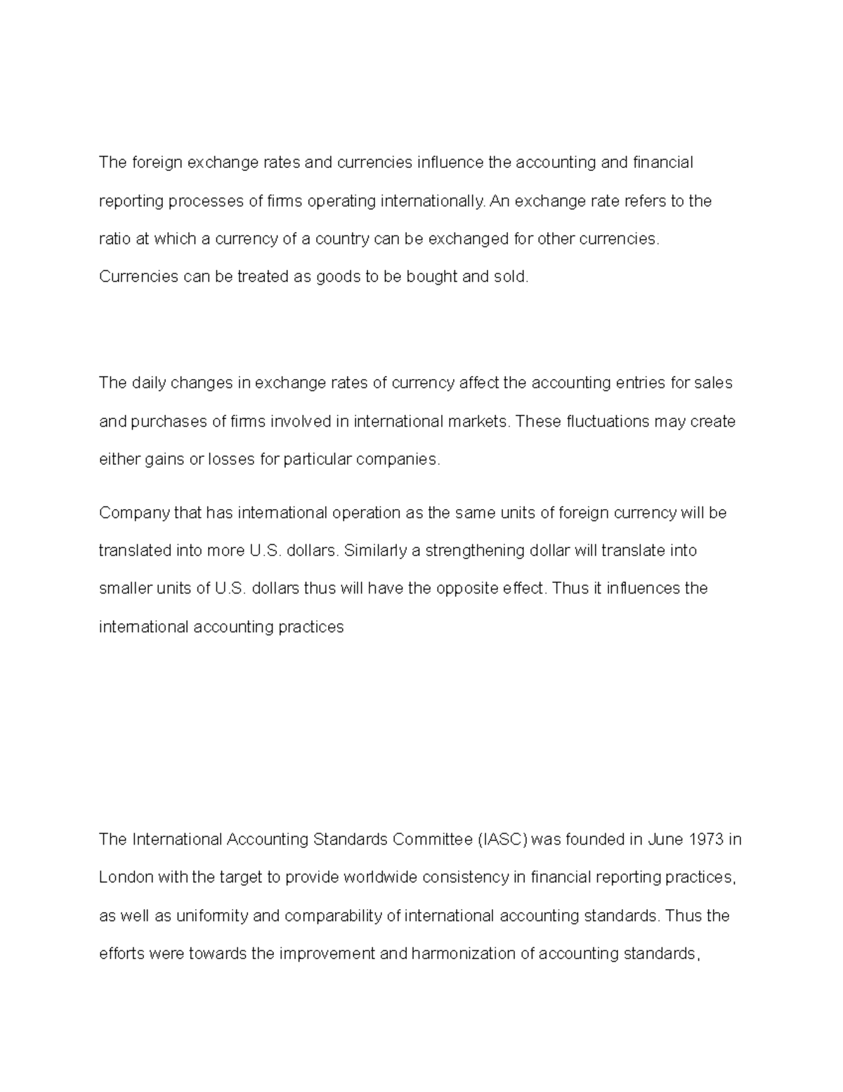 Exchange rates influence international accounting practices - ACC 240 ...