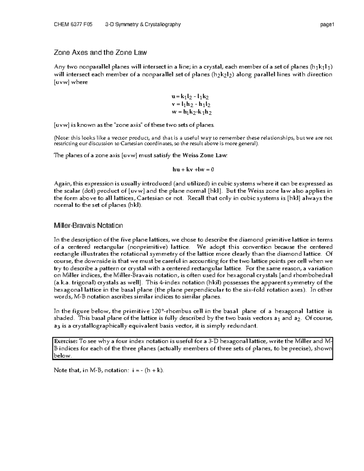 Miller Zones notes - dr ashrafi - Zone Axes and the Zone Law Any two ...