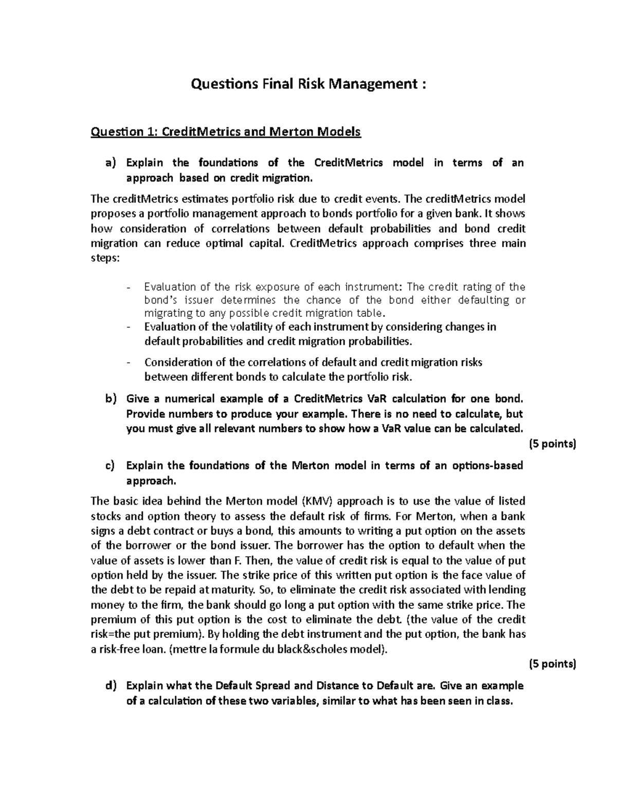 Final Risk Management Revision Reda - Questions Final Risk Management ...