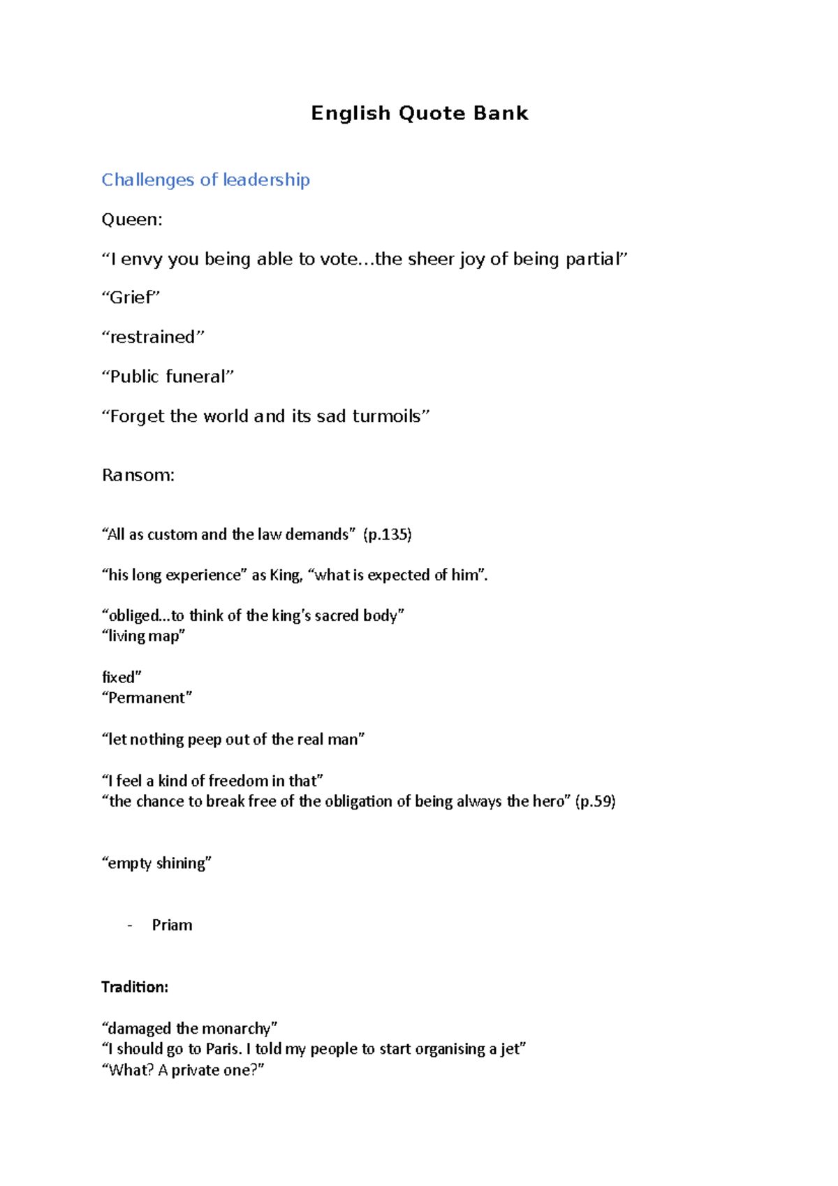 Queen quotes - notes - English Quote Bank Challenges of leadership ...