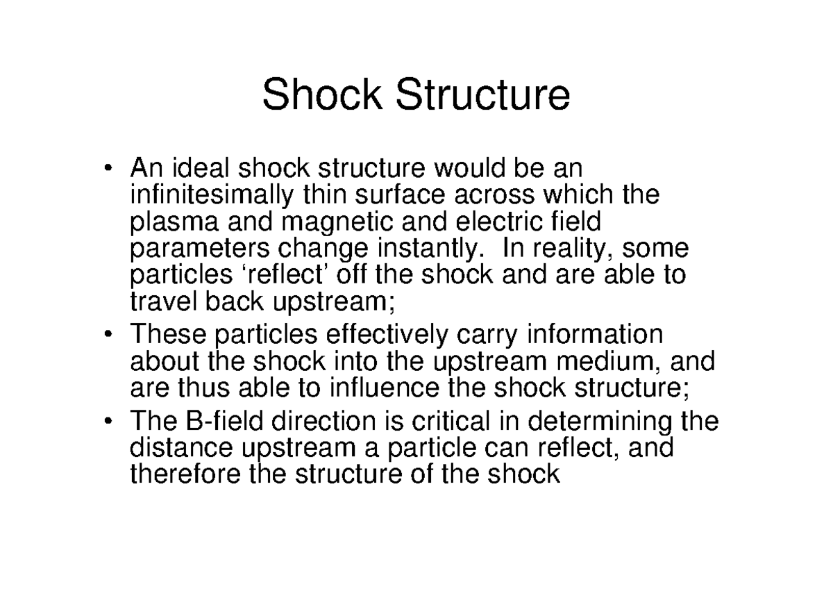4C65 sec9 Shock Structure - Shock Structure An ideal shock structure ...
