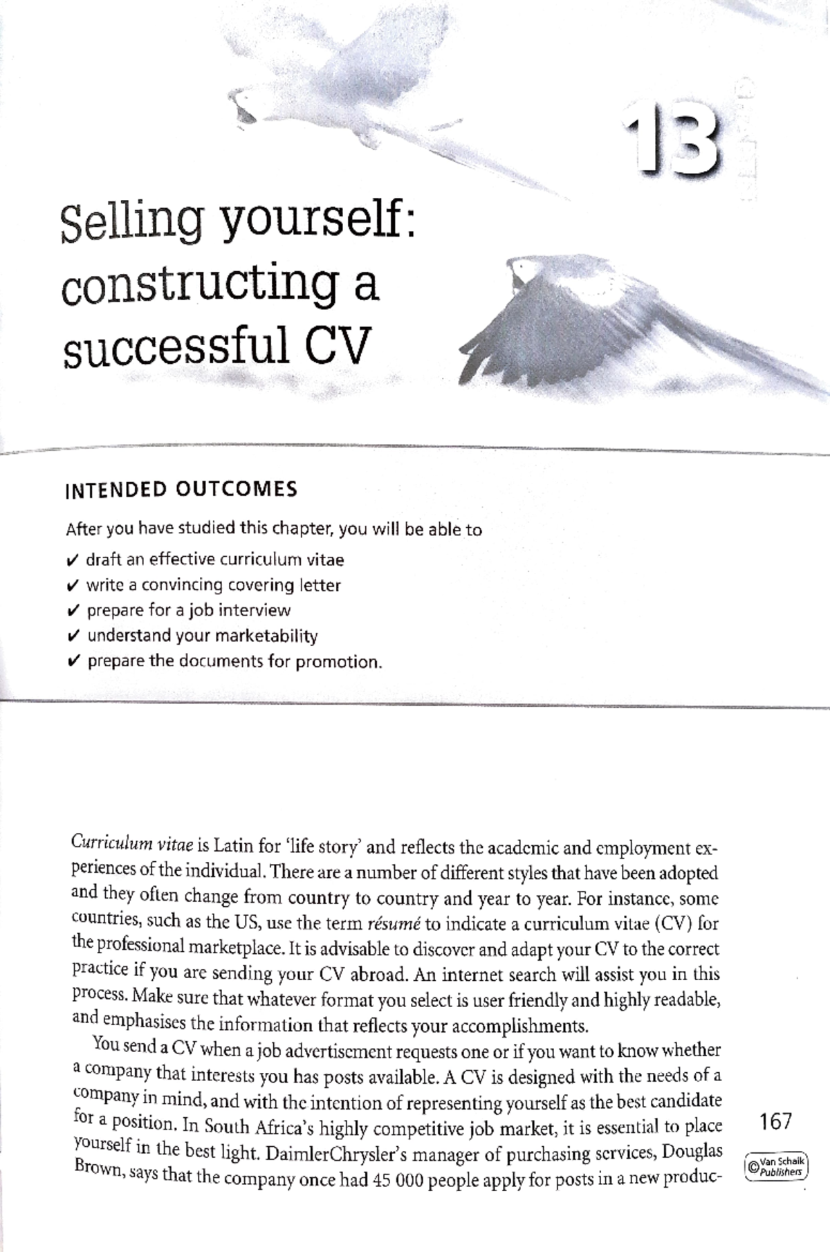 Chapter 13 - Selling Yourself Constructing a Successful CV - J Selling yourself: Constructing a ...