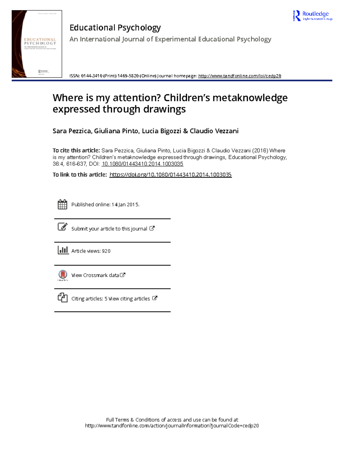 Where is my attention Children s metaknowledge expressed through ...