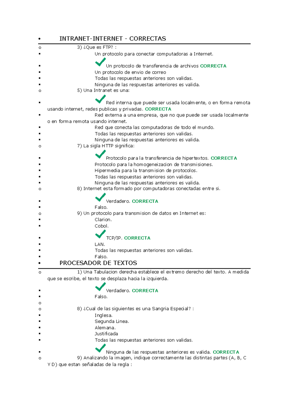 Examen de muestra/práctica, preguntas y respuestas - INTRANET-INTERNET ...