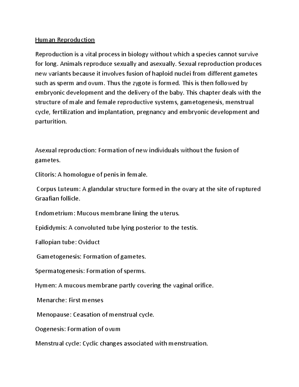 Human Reproduction - Human Reproduction Reproduction is a vital process ...