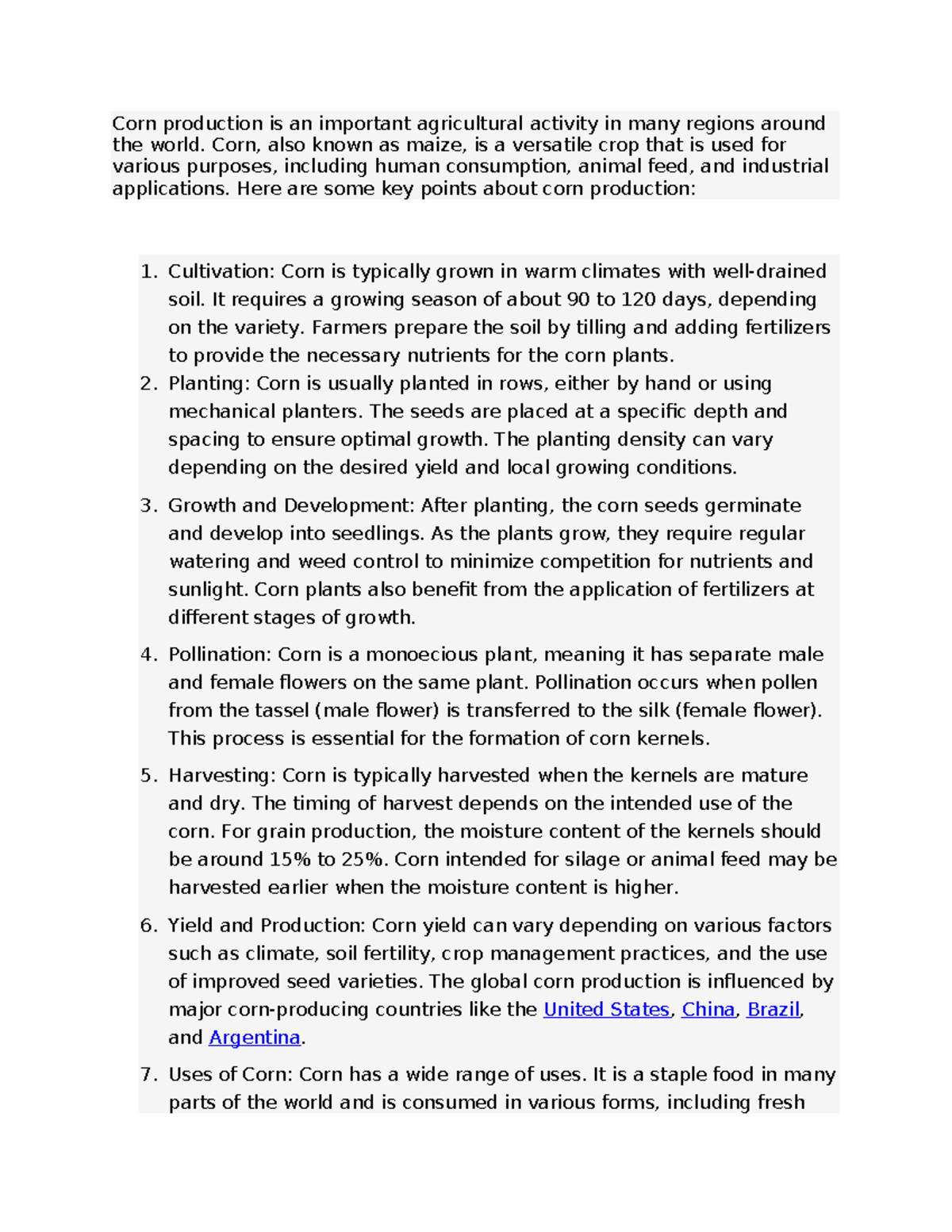 Corn production - Corn, also known as maize, is a versatile crop that ...