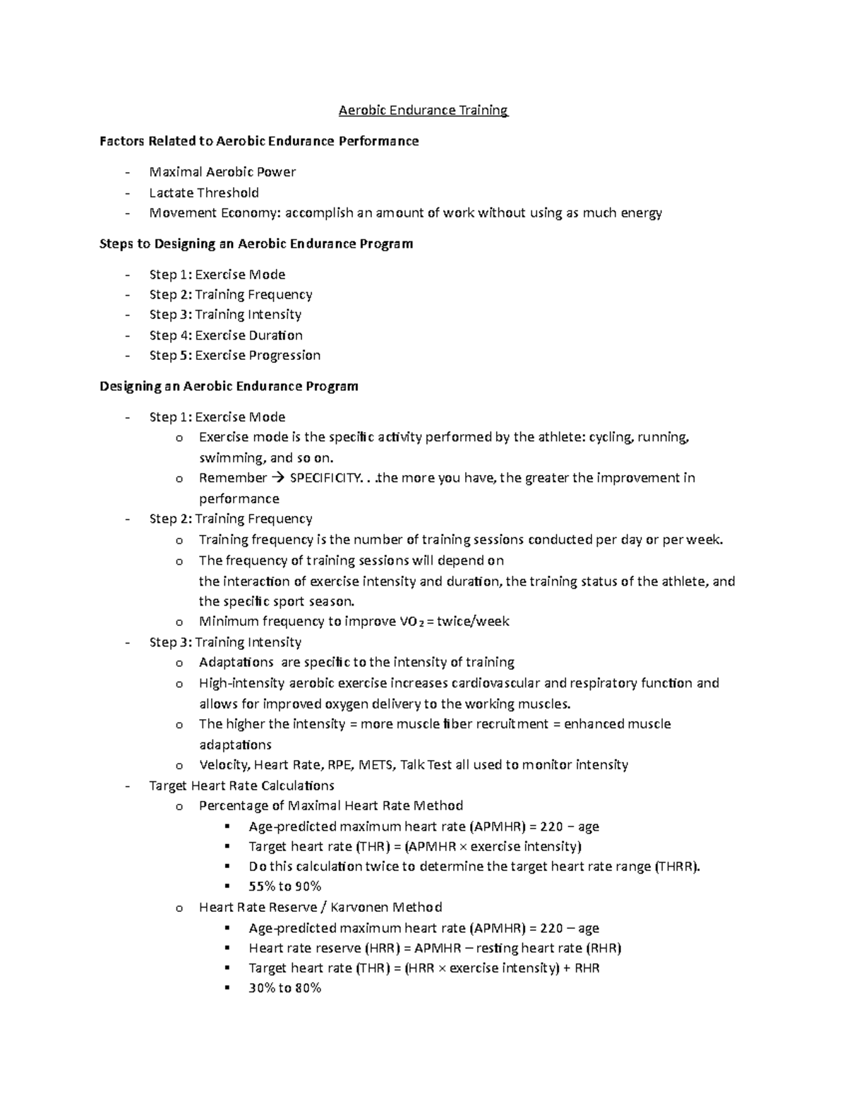 Aerobic Endurance Training - Aerobic Endurance Training Factors Related to Aerobic Endurance ...