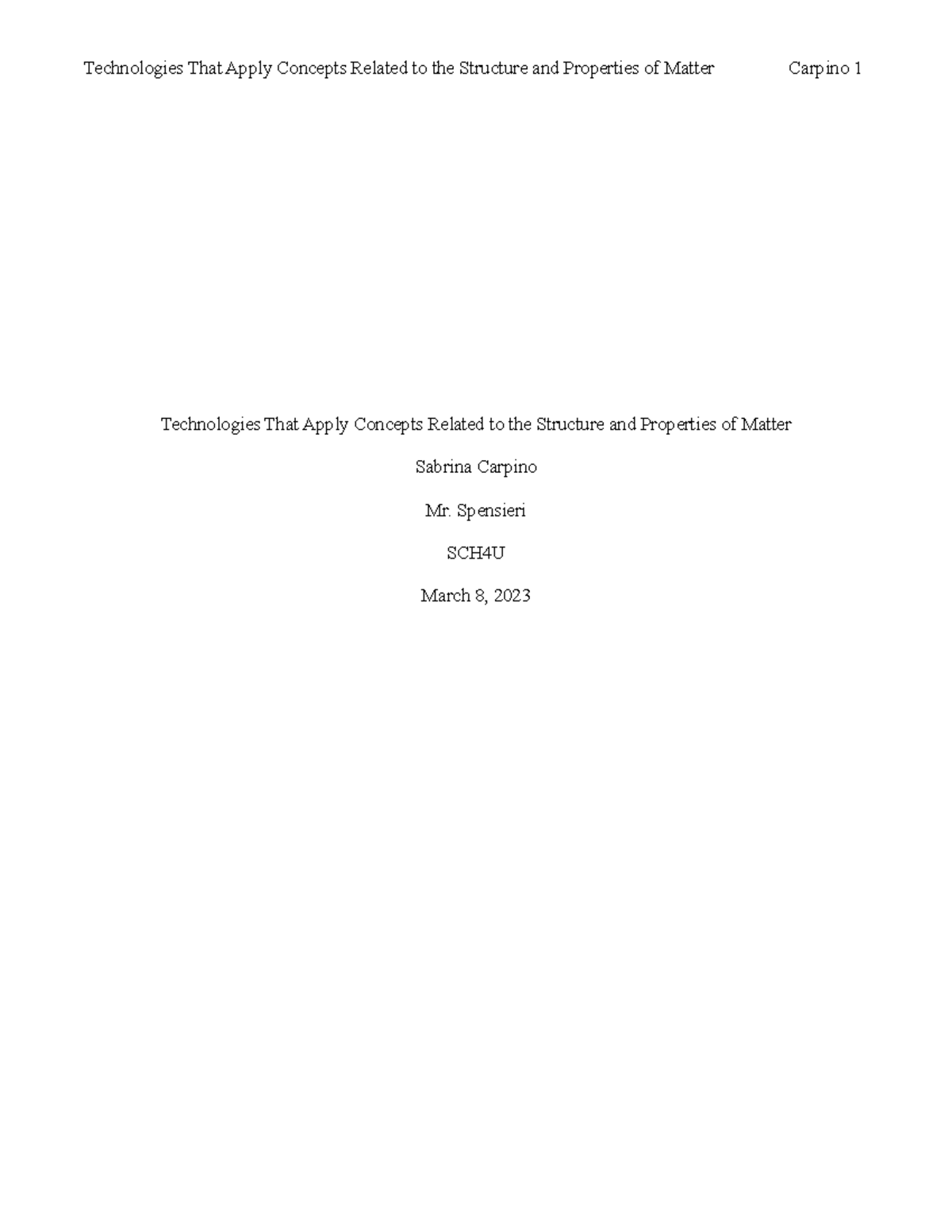 Unit 1 Assignment Chemistry - Technologies That Apply Concepts Related ...