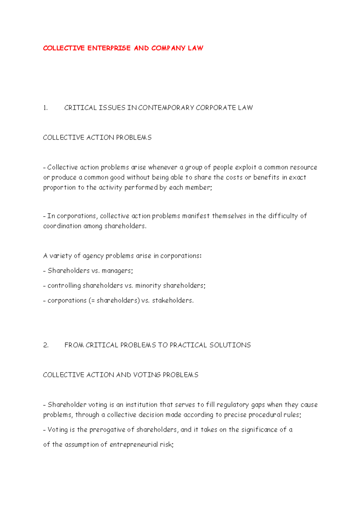 Collective Enterprise AND Company LAW 14 - COLLECTIVE ENTERPRISE AND ...