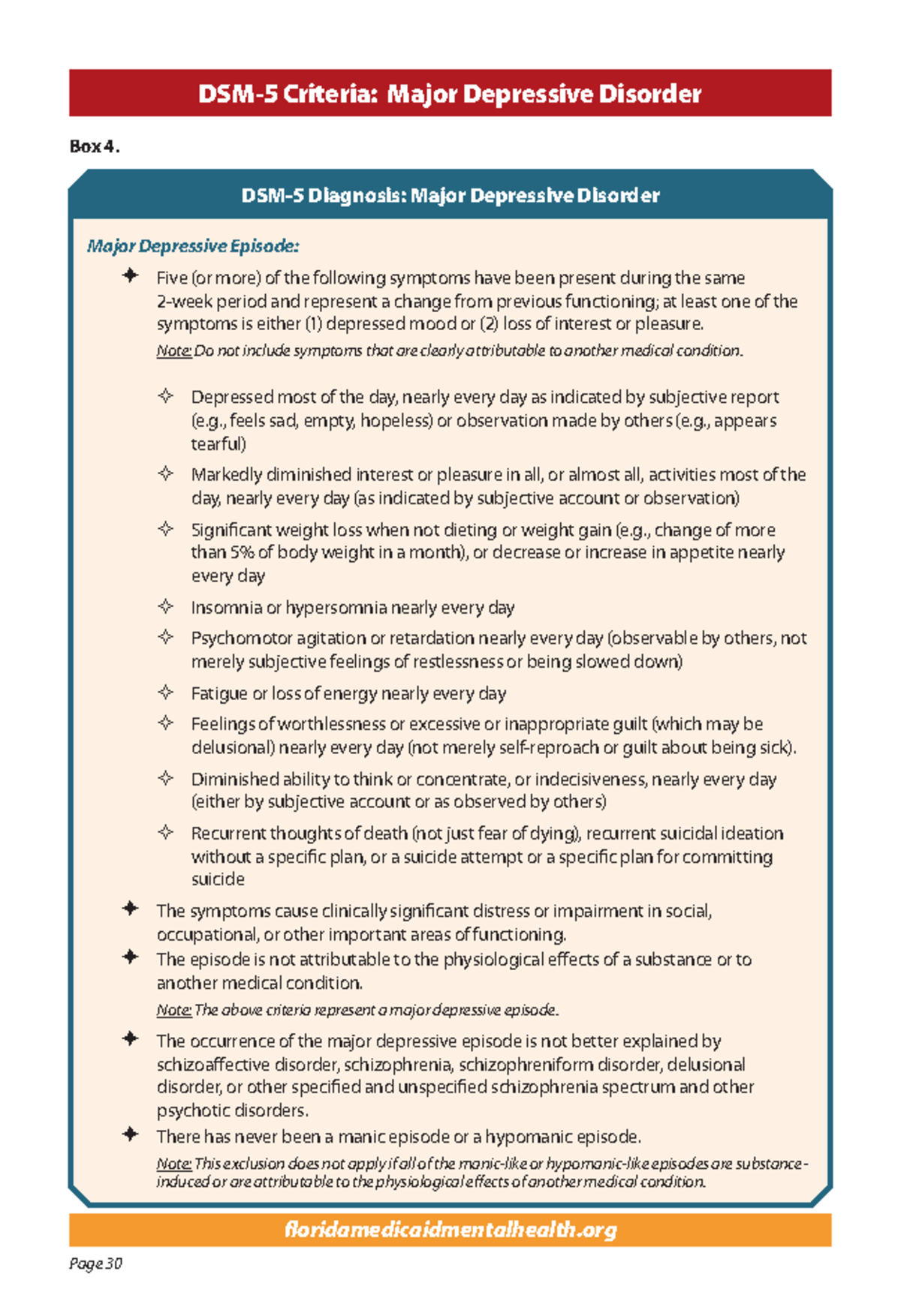 MDD Adult-Guidelines-2019-2020 - fforidamedicaidmentalhealth DSM-5 Criteria: Major Depressive ...