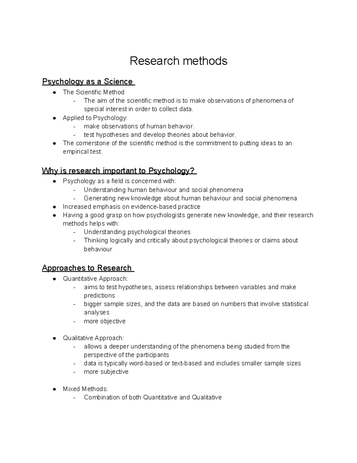 psychology research methods - Research methods Psychology as a Science ...