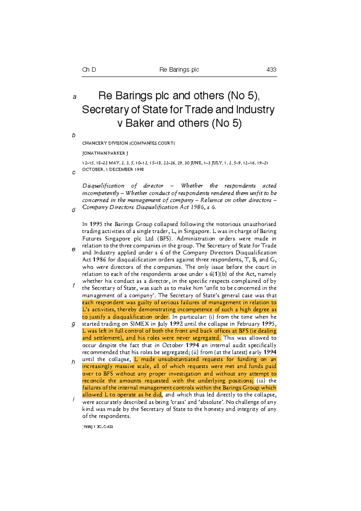 Re barings case - Re Baring Case - BCLC3 Page 433 Friday, August 13, 11 ...