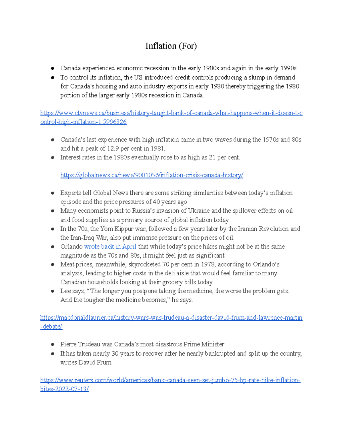 Persuasive essay research - Inflation (For) Canada experienced economic ...