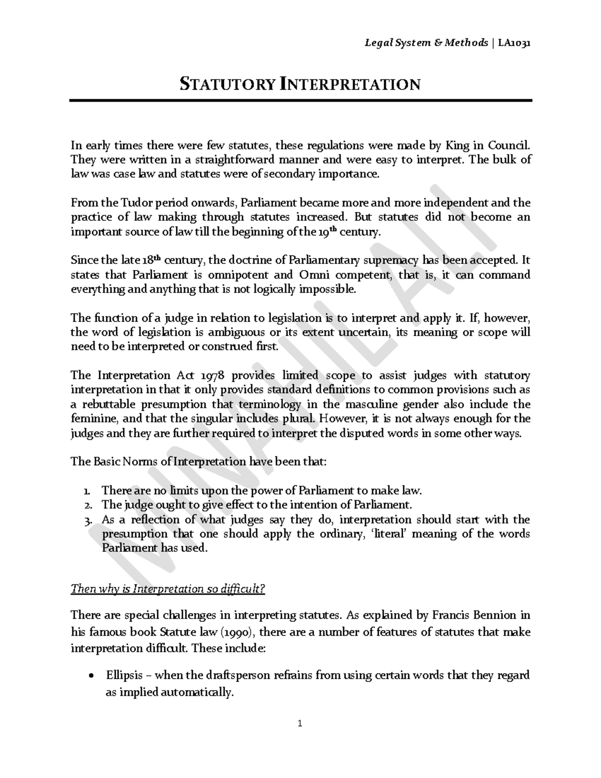 Statutory Interpretation Compiled 2022 - STATUTORY INTERPRETATION In ...