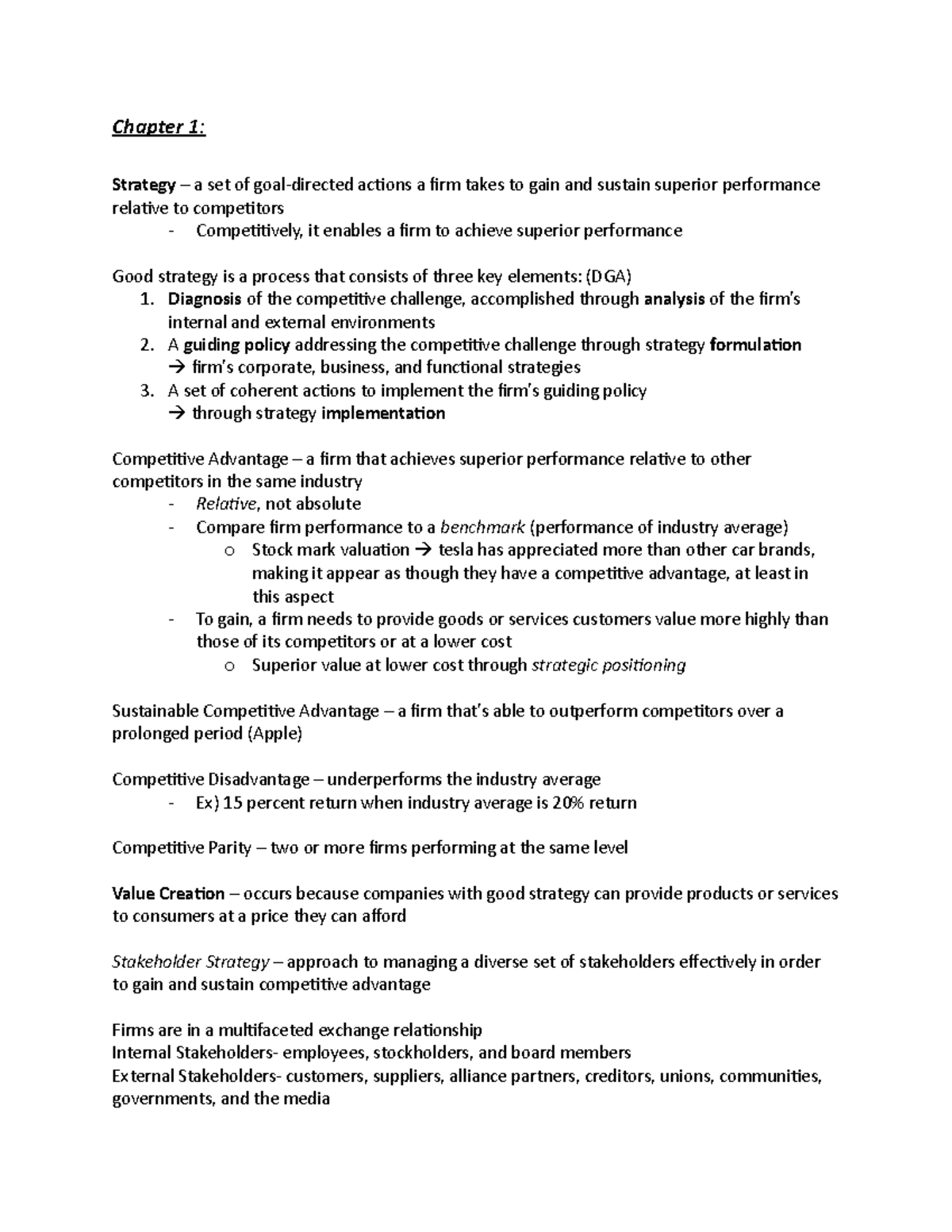 Chapter 1 Outline and Notes - MGMT 411 - BU - Studocu