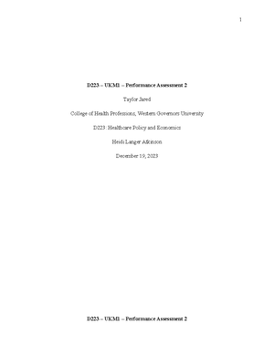 D223 UKM1 Task 2 Jessica Frazier - D223 – UKM1 – Performance Assessment ...