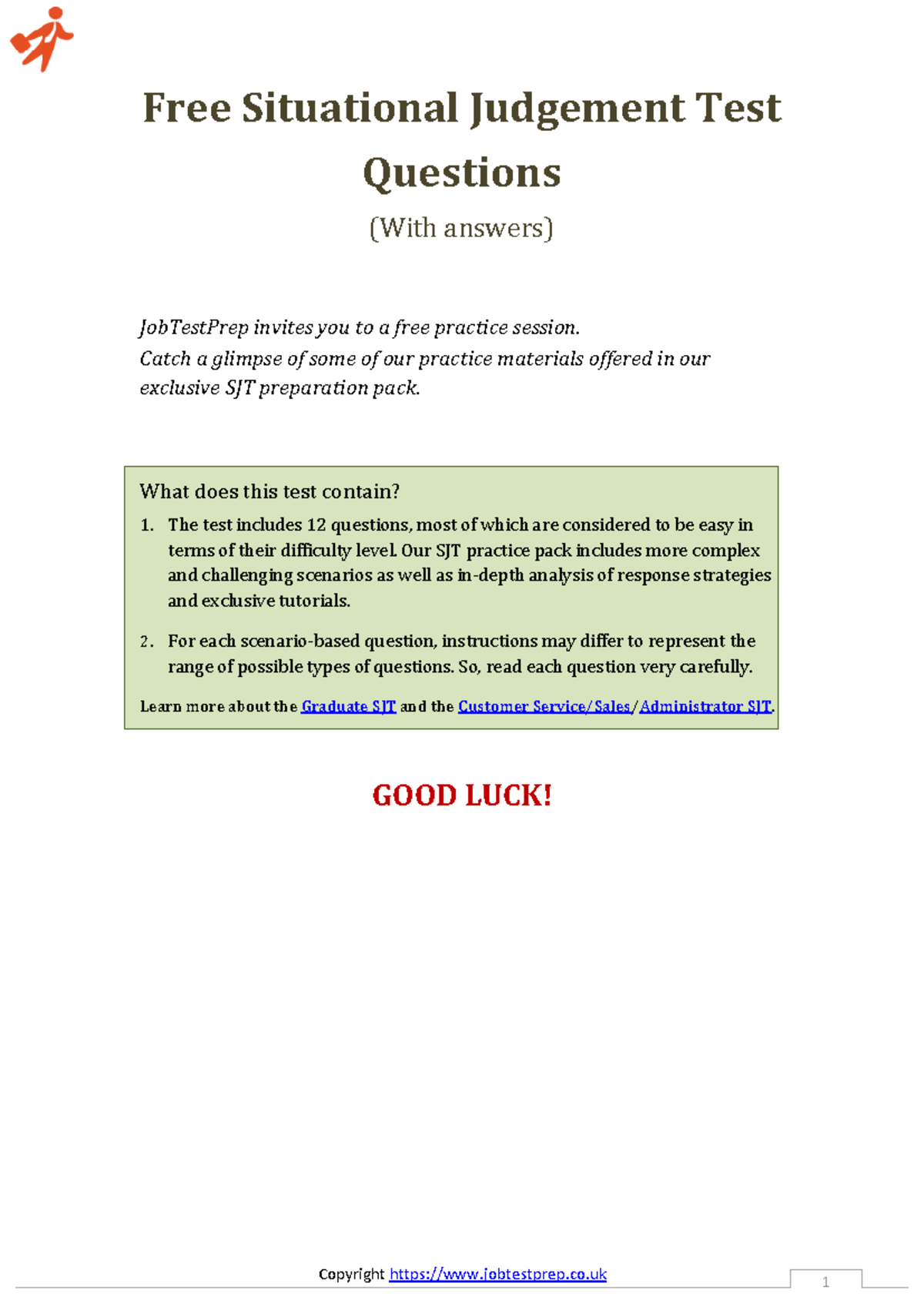 SJT all specialities - Situational Judgement test - Free Situational ...