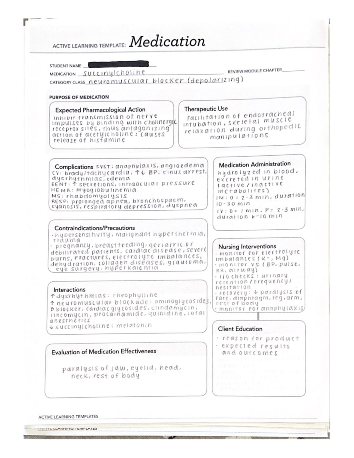 ATI Drug Template Succinylcholine - NU 306 - Studocu