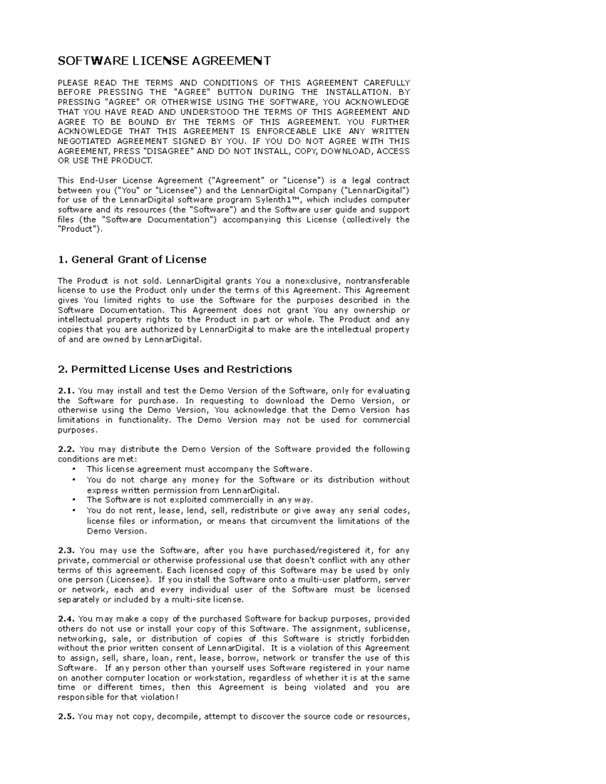 License - Licencet - SOFTWARE LICENSE AGREEMENT PLEASE READ THE TERMS ...