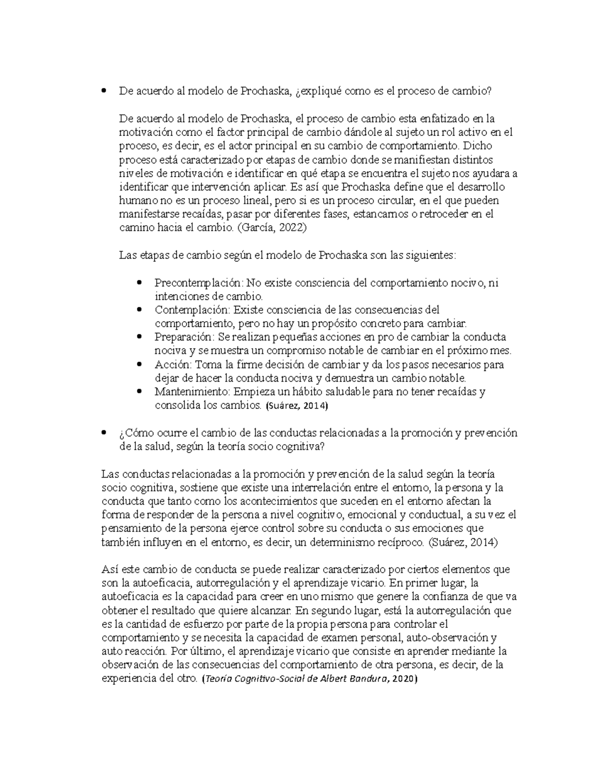 FORO DE Tecnicas - Foro - De acuerdo al modelo de Prochaska, ¿expliqué ...