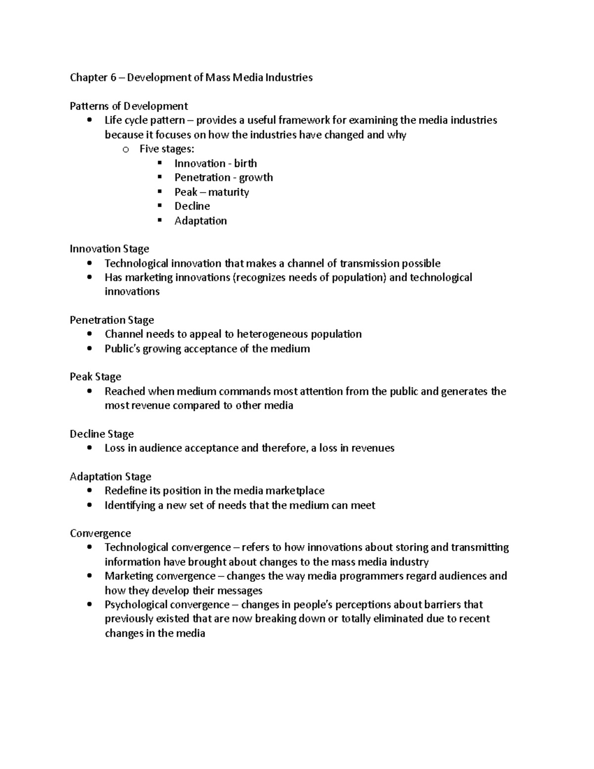 Chapter 6 – Development of Mass Media Industries - Chapter 6 ...