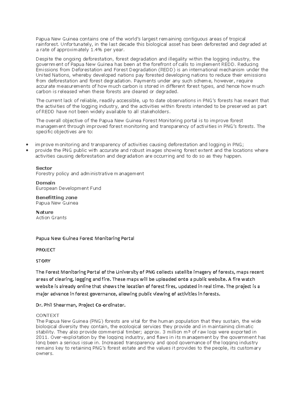 UPNG Firewatch Project - Papua New Guinea contains one of the world’s ...