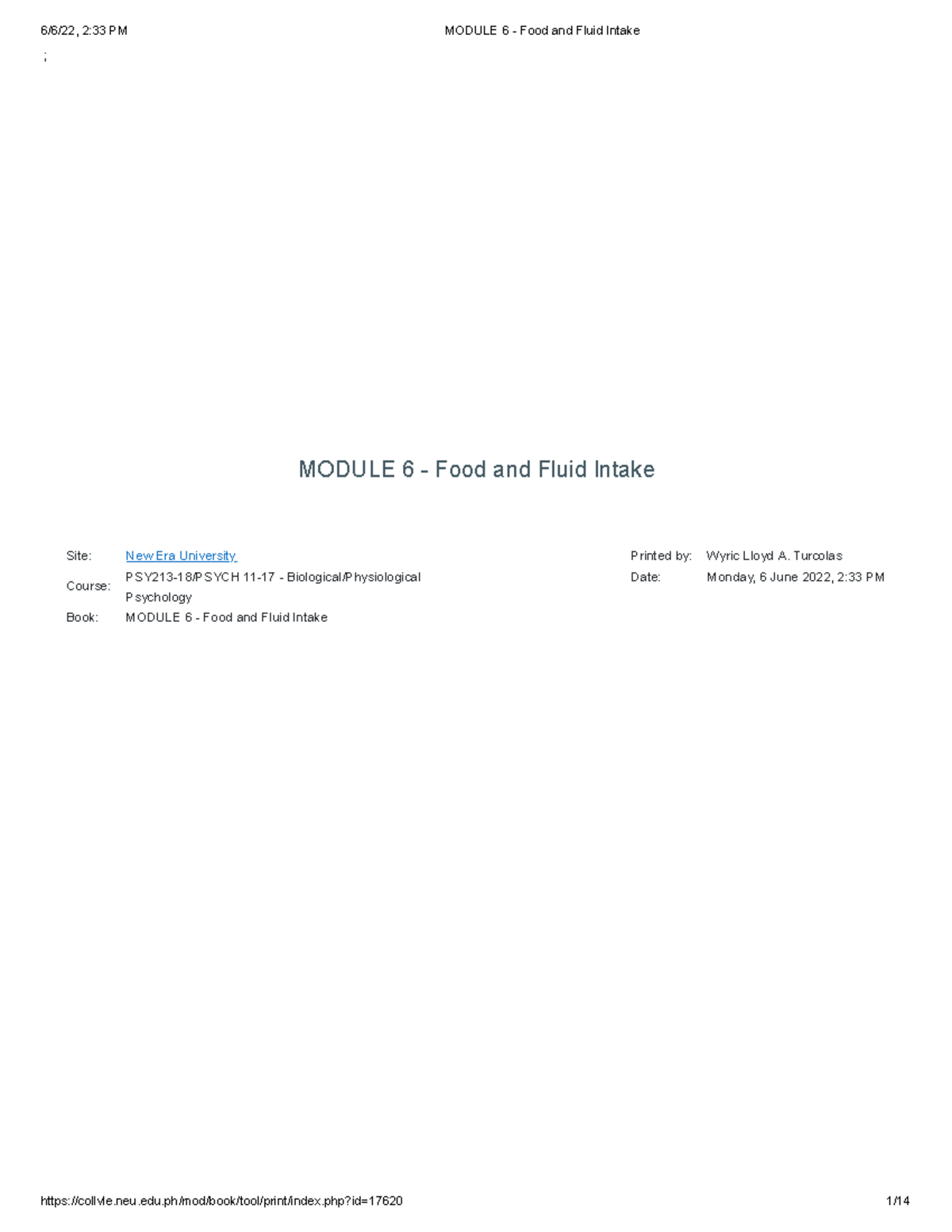 Module 6 - Food and Fluid Intake - ; MODULE 6 - Food and Fluid Intake ...